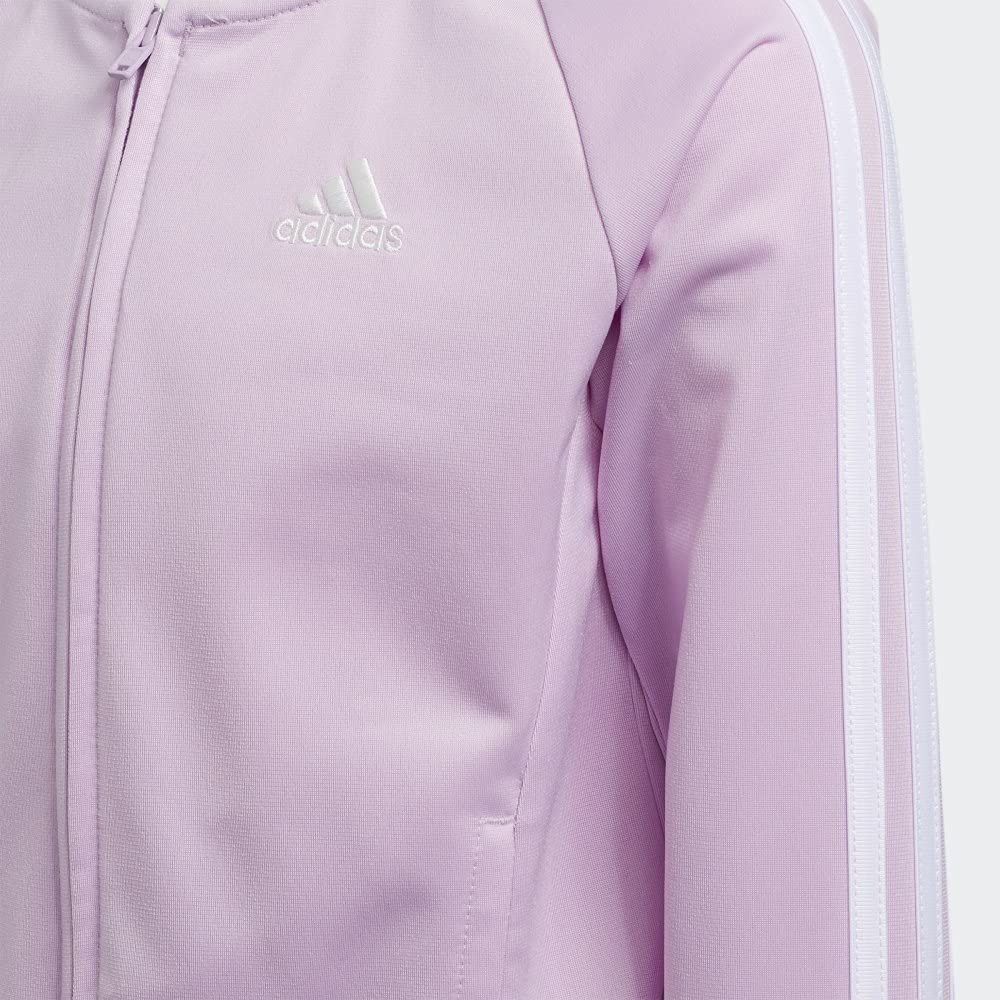 adidas Girls' Zip Front Classic Tricot Jacket and Joggers Set, Clear Lilac, 4T