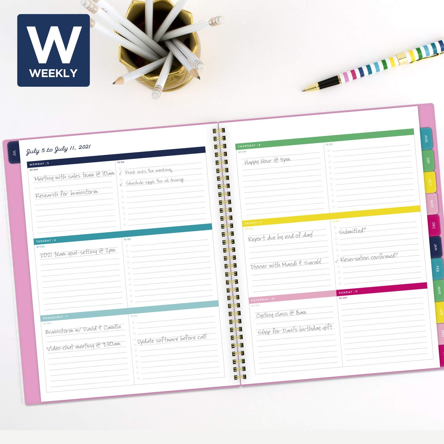 Academic Planner 2021-2022, Simplified by Emily Ley for AT-A-GLANCE Weekly & Monthly Planner, 8-1/2" x 11", Large, for School, Teacher, Student, Pink (EL65-905A)