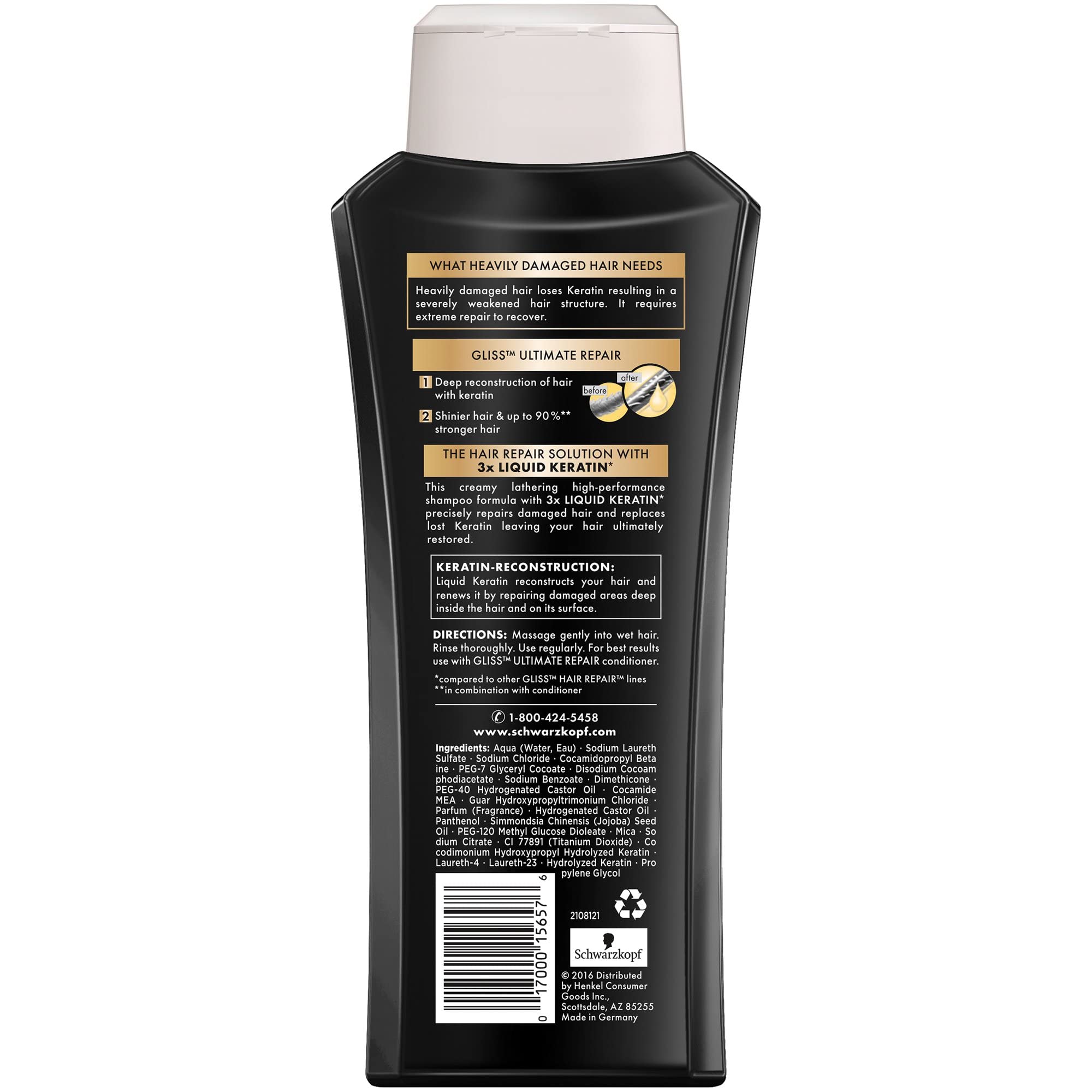 Gliss Shampoo Ultimate Repair 13.6 Ounce (400ml) (2 Pack)