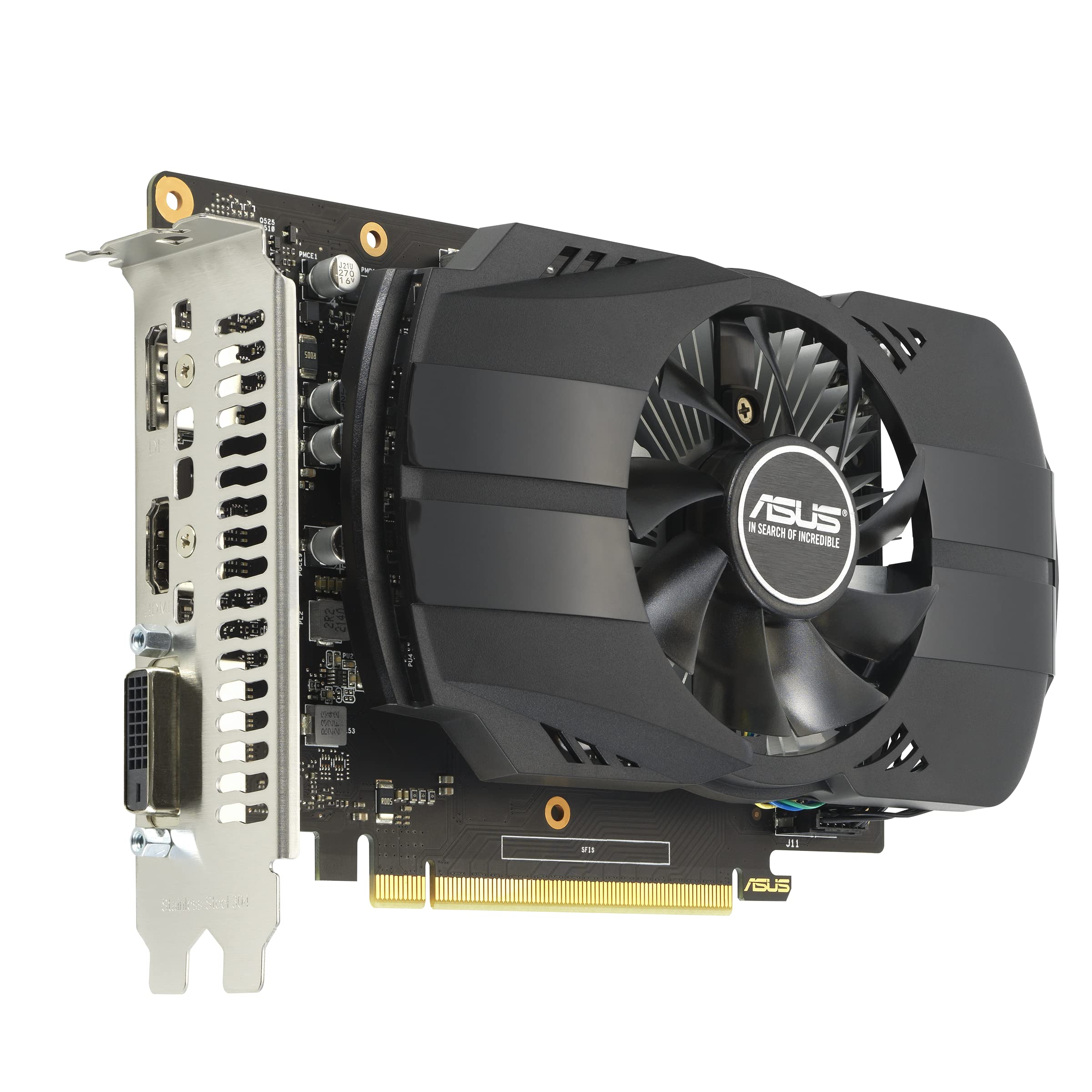 ASUS Phoenix NVIDIA GeForce GTX 1650 OC Edition Gaming Graphics Card (PCIe 3.0, 4GB GDDR6 memory, HDMI 2.0, DisplayPort 1.4a, DVI-D, Dual ball fan bearings, Auto-Extreme)