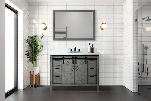 Bell+Modern Ketchum 48 inch Ash Grey Bath Vanity, Cultured Marble Countertop and 44 in Mirror