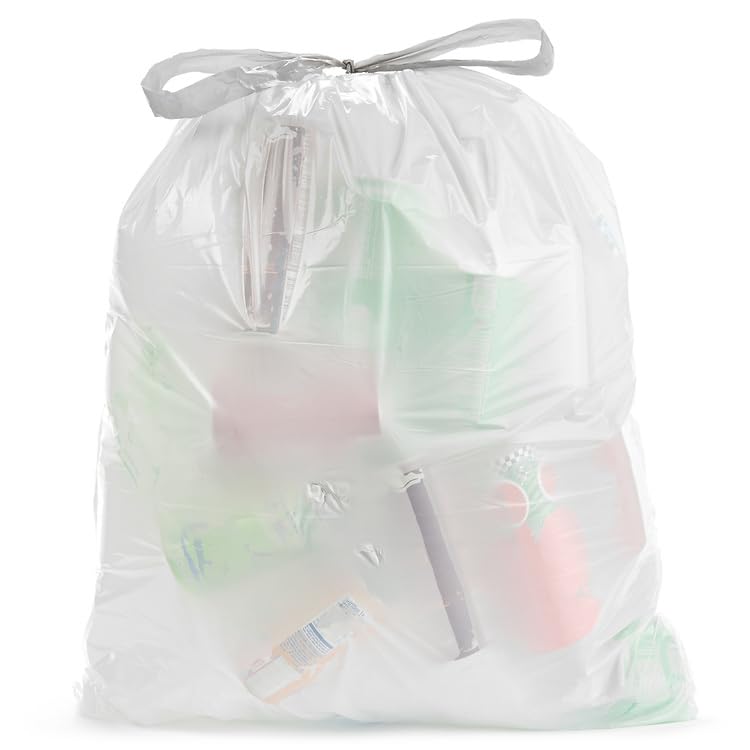 Commander 13 Gallon 0.78 MIL White Plastic Trash Bags Unscented - 24" x 27" - Pack of 120, For Home, Kitchen, Commercial, & Office