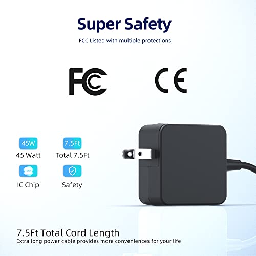 Charger for Asus Chromebook, (UL Certified Safety), 45W, USB C