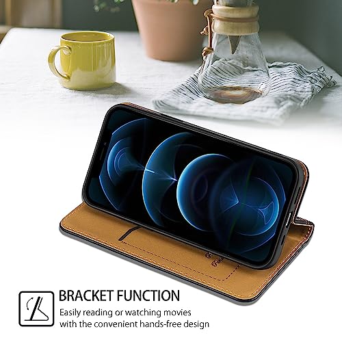 Arseaiy Case for Oppo Reno 6 Pro Plus 5G/Reno 6 Pro 5G(Snapdragon) Flip Phone Case Shockproof PU Leather Wallet Case Cover with Card Holder Kickstand Shell Black
