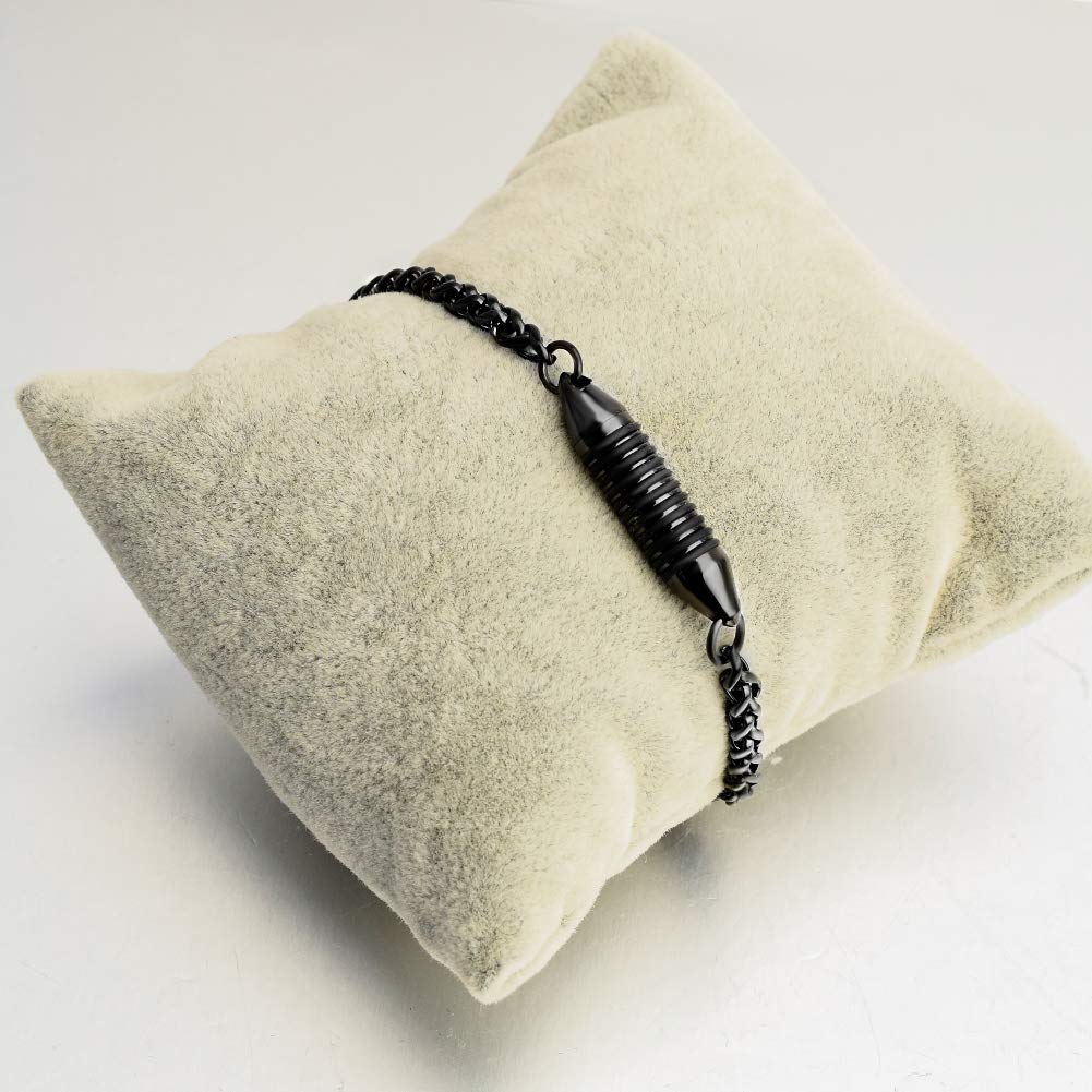 abooxiu Cremation Bracelet Men Women Memorial Urn Bracelet for Ashes Memorial Jewelry Ashes Holder Keepsake Adjustable Link Black Silver