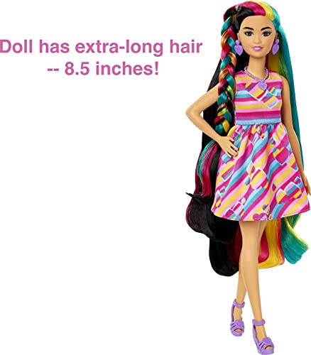 Barbie Totally Hair Doll, Heart-Themed with 8.5-Inch Fantasy Hair & 15 Styling Accessories (8 with Color-Change Feature)