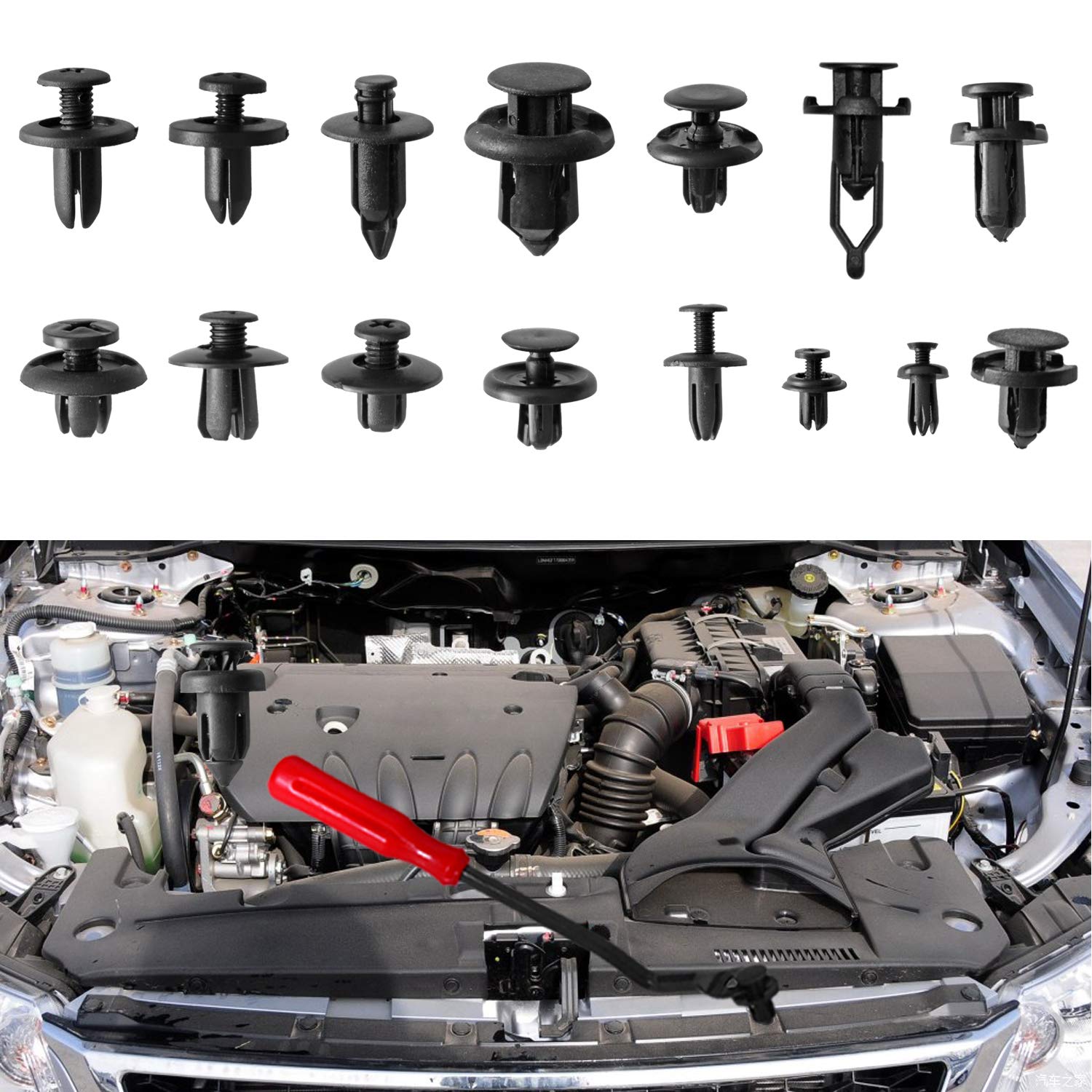709 PCS Car Push Retainer Clips Plastic Bumper Rivets 16 Most Popular Sizes Nylon Bumper Push Fasteners Rivet Clips Replacement Kit for GM Ford Toyota Honda Chrysler