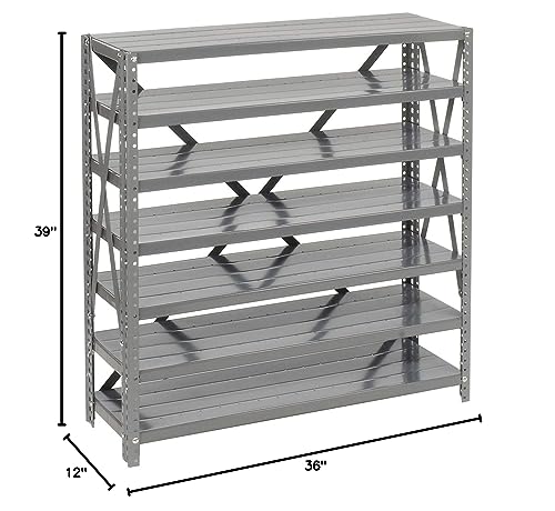 Global Industrial 7 Shelf Steel Shelving with (30) 4" H Plastic Shelf Bins, Blue, 36x12x39