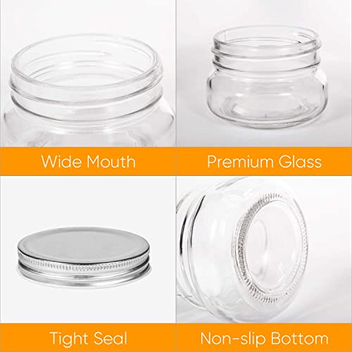 Accguan Mini Mason Jars,glass jar 5OZ With Lids(Silver,Ideal for Jam,Honey,Wedding Favors,Shower Favors,40 PACK