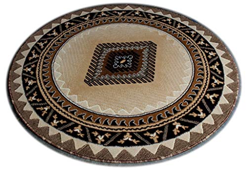 South West Native American Area Rug Design #C650 Berber (7 Feet X 7 Feet Round)