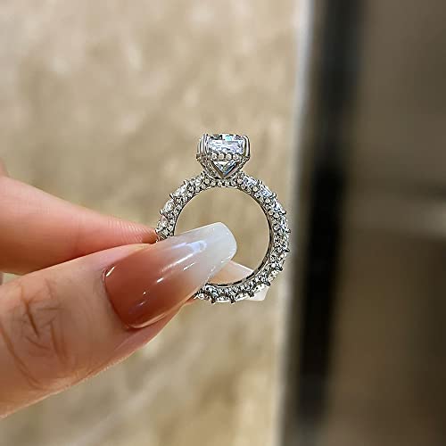 4.0 ct Radiant Cut Eternity Women's Engagement Ring, Simulated Diamond Promise Ring in 925 Sterling Silver (Size:10)