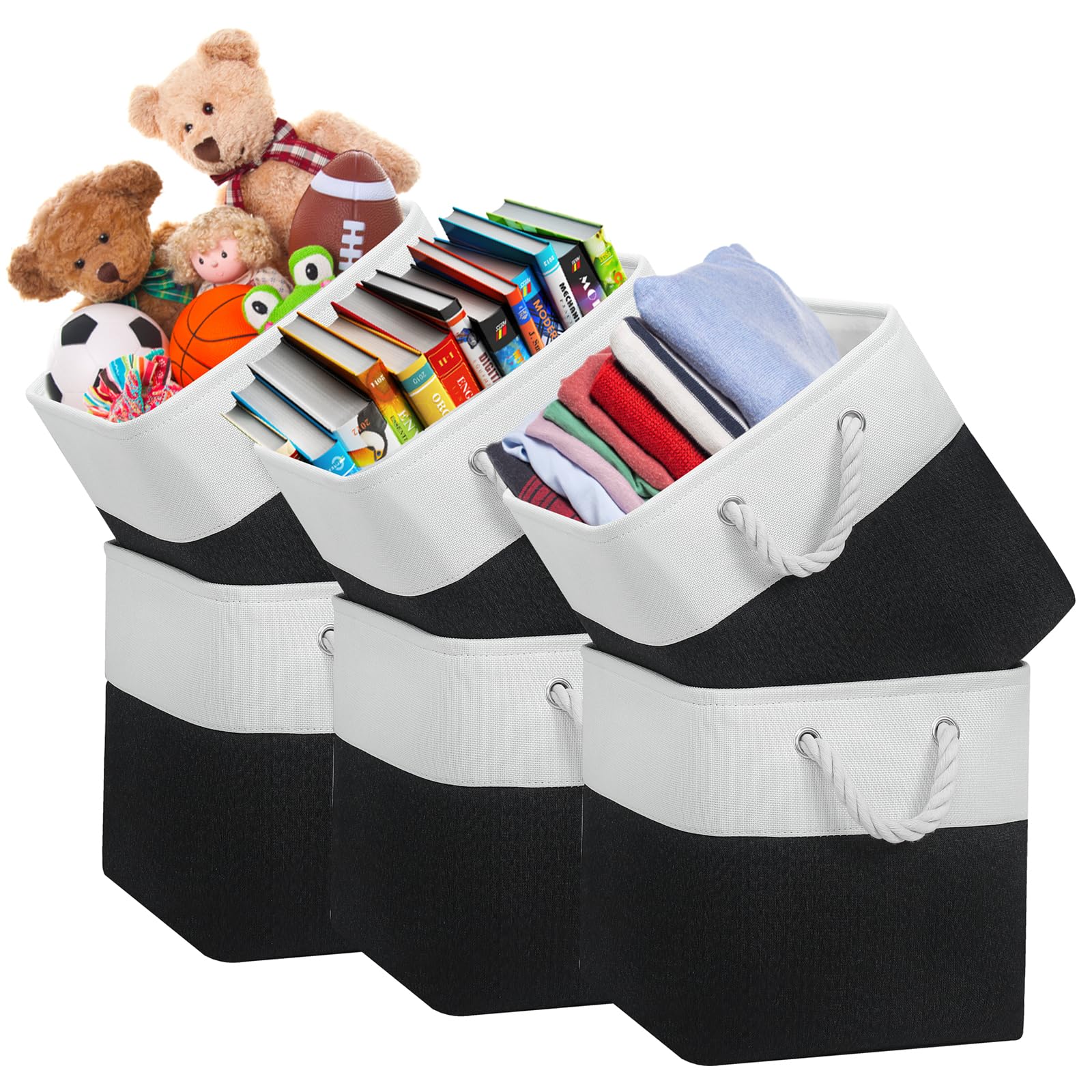 outdoorm 11x11 Inch Cube Storage Bins - Pack of 6 | Space-Saving Collapsible Baskets for Home and Office Use