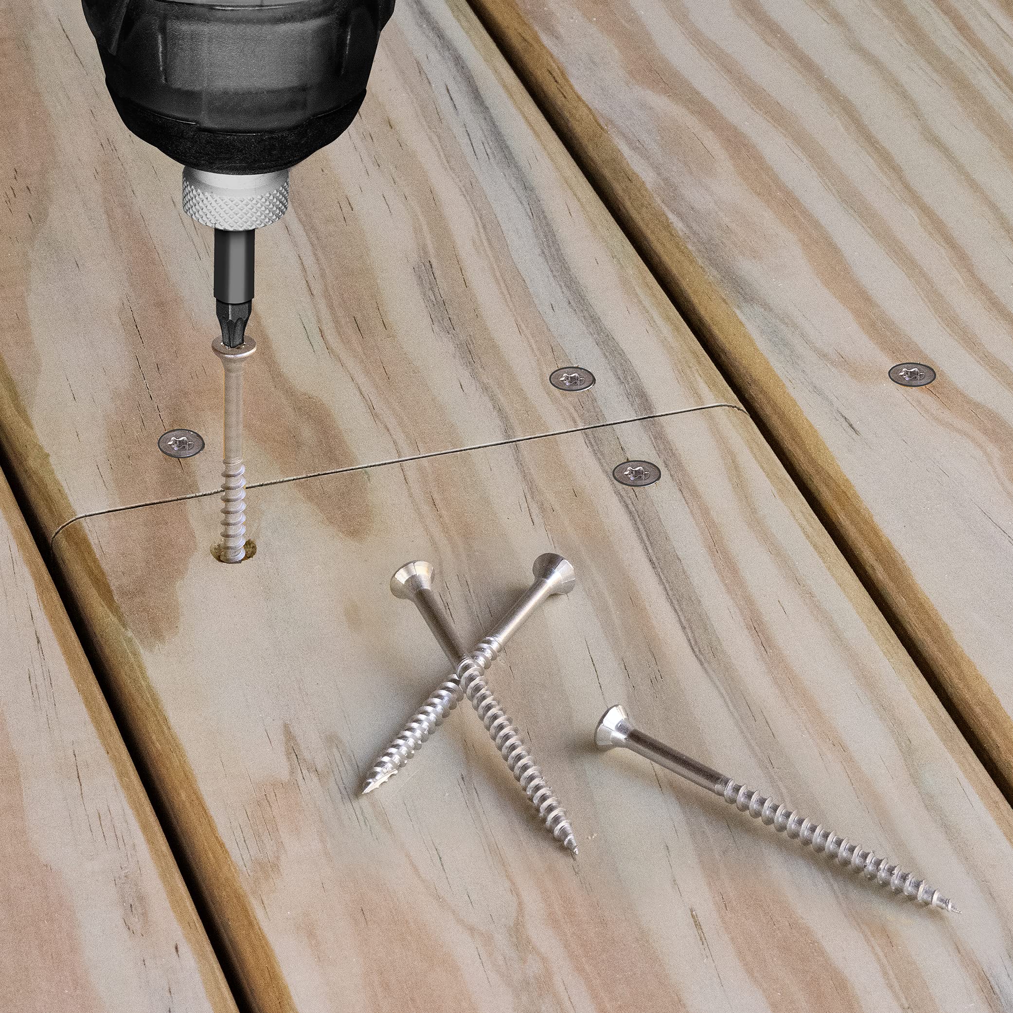 Deck Plus 48463 Wood Screws #8 x 2", Stainless Steel, 1lb Box