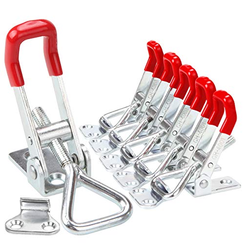 Adjustable Toggle Clamp, 6Pack 360lbs Holding Capacity Heavy Duty 4001 Style Toggle Latch Clamp Hasp for Door, Box Case Trunk, Smoker Lid, Jig. Quick Release Pull Latch, Sturdy Metal Draw Latch