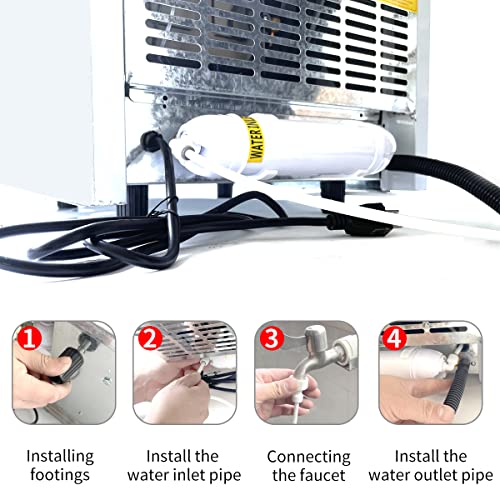 CMICE Commercial Ice Maker Machine,100lbs/24H Stainless Steel Under Counter ice Machine, Full Heavy Duty Stainless Steel Construction, Include Water Filter, Scoop, Connection Hose…