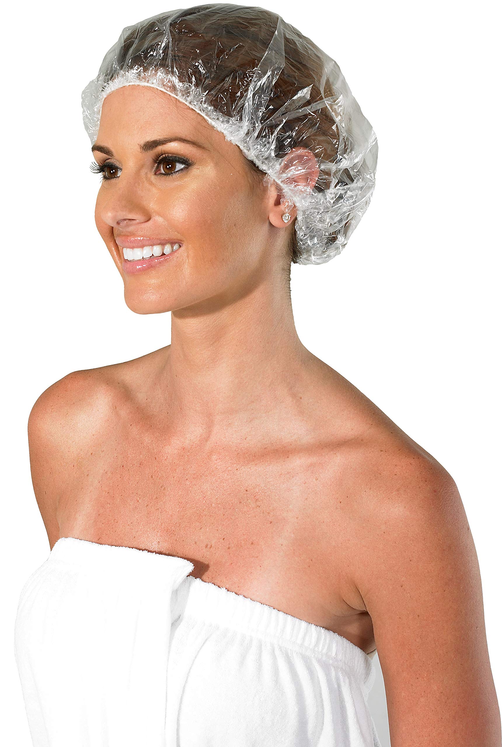Colortrak Professional Bouffant Processing Caps, Single Use, Contain Hair During Perms, Conditioners, Relaxers, and Coloring, 21 Inch Diameter, Clear Plastic, Usable as Shower Cap, 100 Per Pack