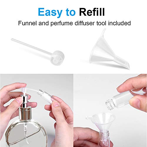 Zingso Refillable Travel Perfume Atomizer Bottles, 3 Pcs 10ml Mini Portable Spray Bottles Refillable Perfume Aftershave Atomizer Empty Travel Bottles with Funnel (10ml (Black+Silver+Pink))