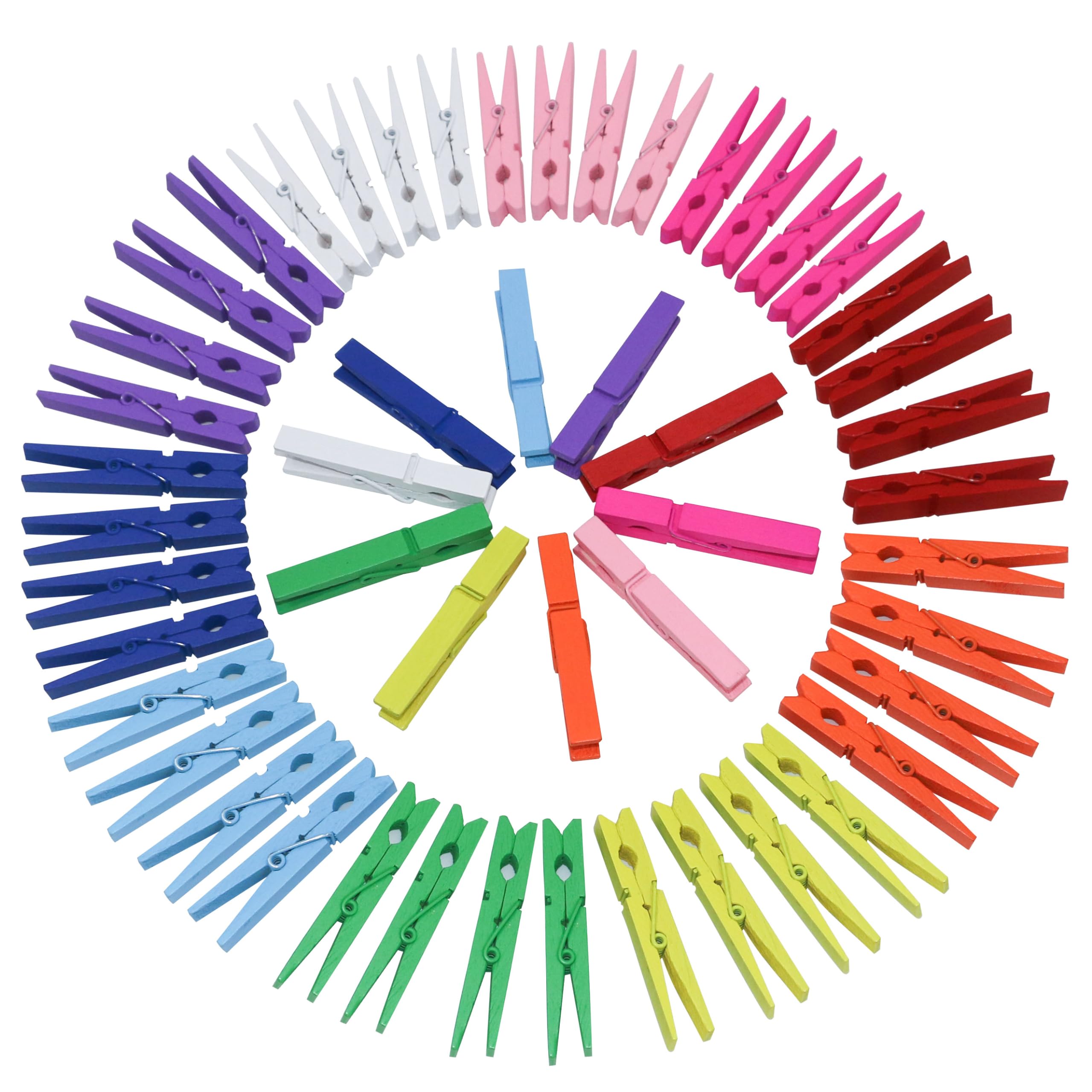 Colored Clothespins 50 PCS, 2.9Inch Natural Birchwood Clips,10 Color Each 5Pcs Crafts Pegs Photos Pictures Decoration Clip Clothing Hanging Closepins,Multipurpose Clothes Pins (50Rainbow Color)