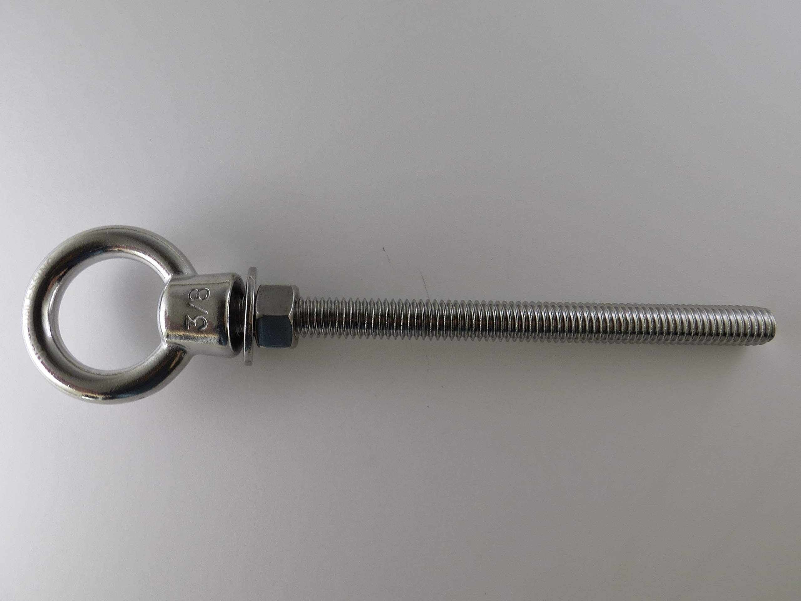 US STAINLESS 2 Pieces Stainless Steel 316 (Shape Type 307) Lifting Eye Bolt 3/8" UNC x 120mm Marine Grade Pitch of 16