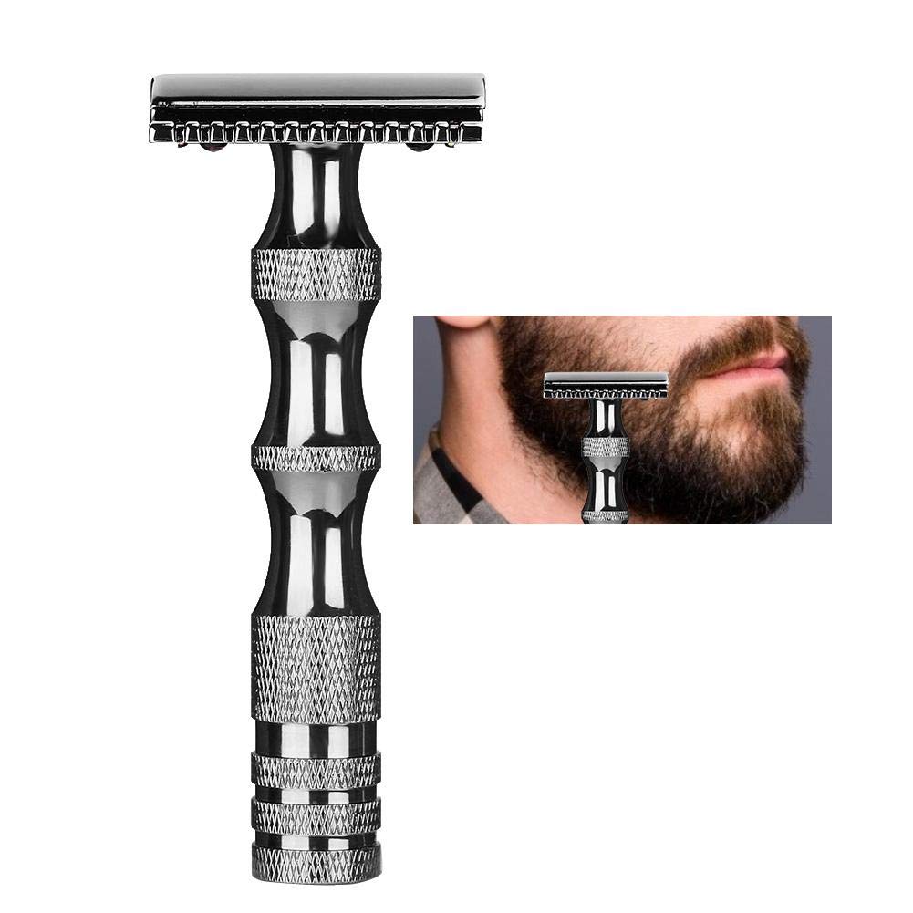 Safety Razor, Manual Razor, Shaving Razor, Safety Razors for Men Double Blade Anti Skid Stainless Steel Handle Dual Shaver Vintage Effectively Prevent Scratching for Skin(Dark