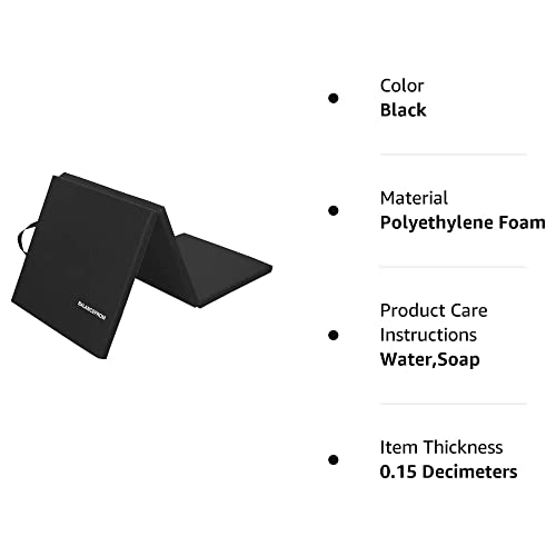 BalanceFrom Three Fold Folding Exercise Mat with Carrying Handles for MMA, Gymnastics and Home Gym Protective Flooring, 1.5-Inch Thick, Black