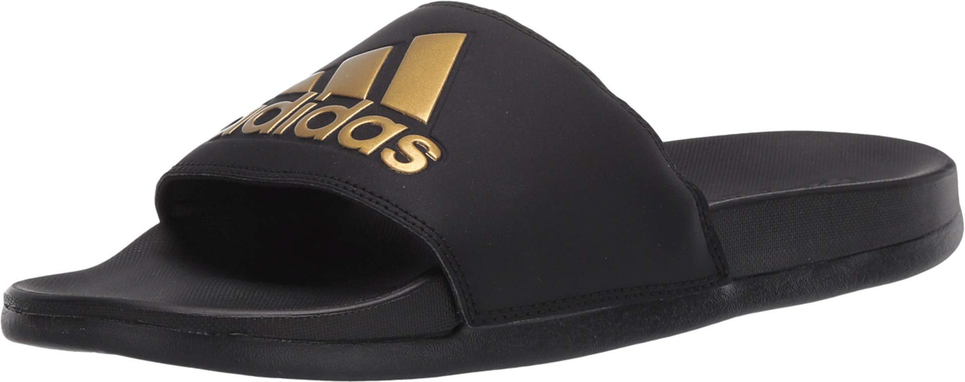 adidas Men's Adilette Comfort Slides, Core Black/Gold Metallic/Core Black, 6