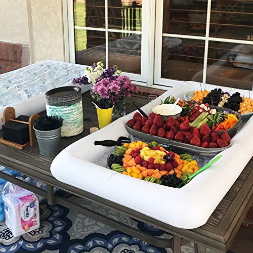 Novelty Place Inflatable Ice Serving Buffet Bar with Drain Plug - Salad Food & Drinks Tray for Party Picnic & Camping (Pack of 3)