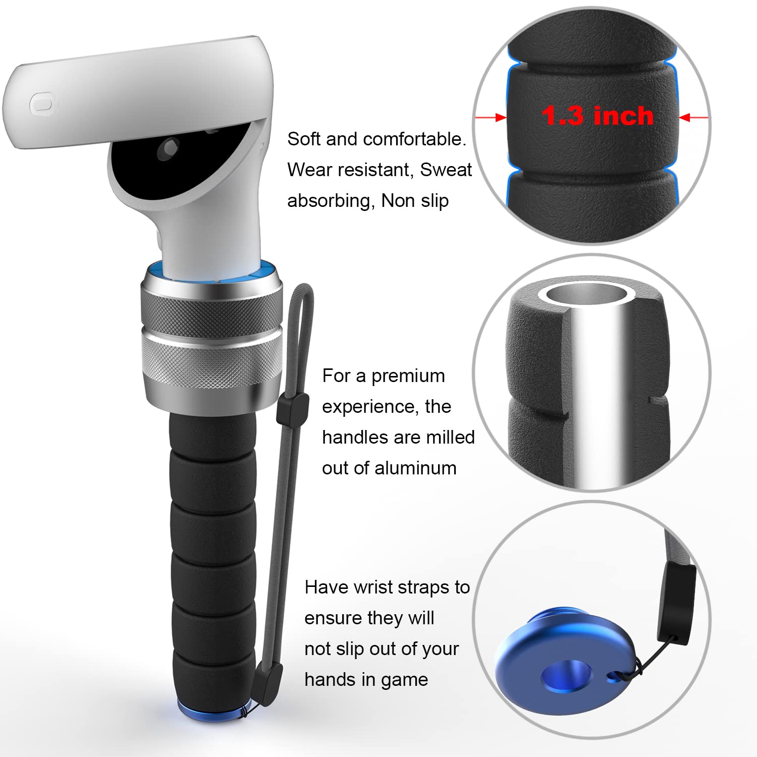 Adjustable Weight Dual Handles Extension Grips for Meta Quest Pro and Oculus Quest 2, Multipurpose Grip with Aluminum Case and Handles for Playing Beat Saber Games(1 Pair)