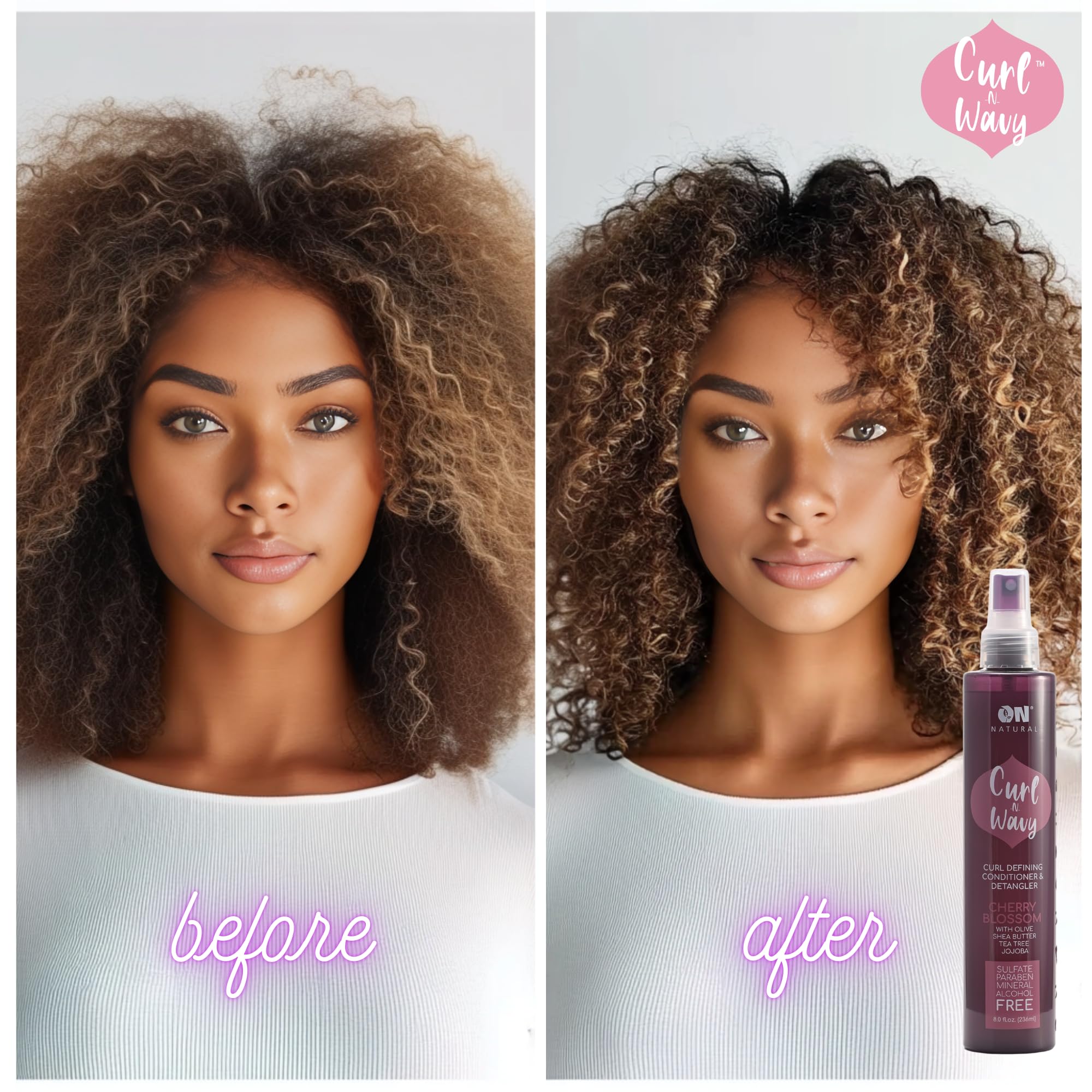 ON Natural Premium Oil Free Curl N Wavy Curl Defining Conditioner & Detangler, Coconut Milk 8 oz