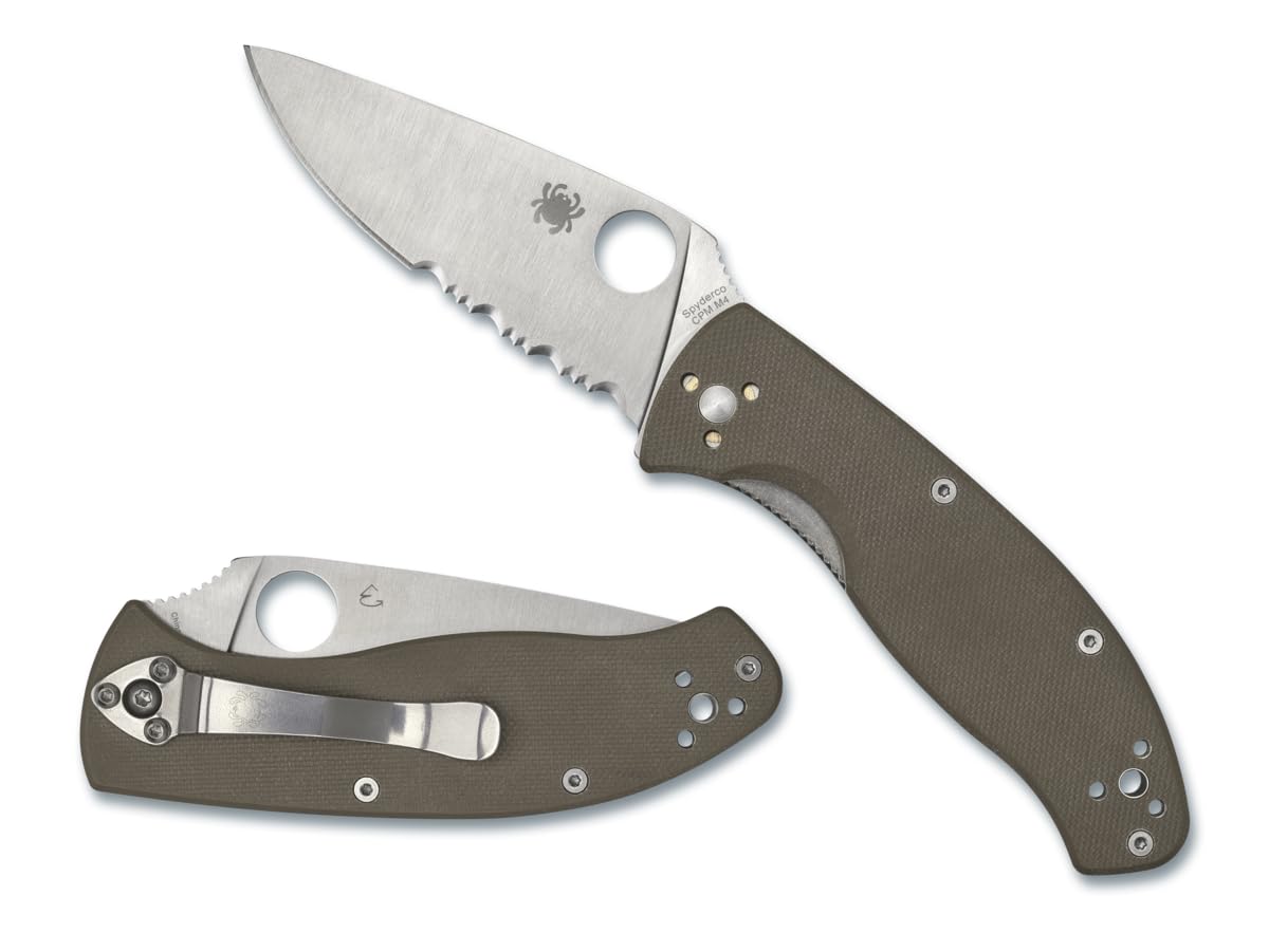 Spyderco Knives Tenacious C122GBNM4PS Serrated CPM-M4 and Brown G-10 Pocket Knife