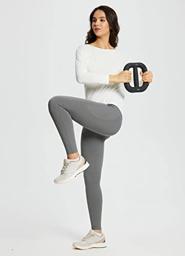 BALEAF Womens Long Sleeve Workout Tops Shirts Loose Fit Quick Dry Athletic Yoga Tee Shirts Lightweight Casual Fall White M