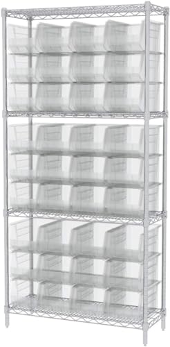 Akro-Mils 30240 AkroBins Plastic Hanging Stackable Storage Organizer Bin, 15-Inch x 8-Inch x 7-Inch, Clear, 12-Pack