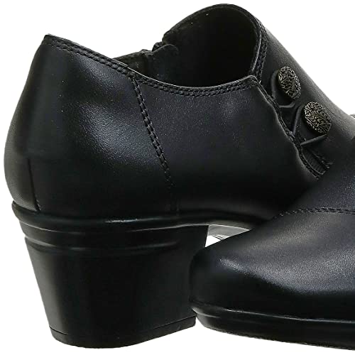 Clarks womens Emslie Warren Slip On Loafer, Black Leather, 7.5 Wide US