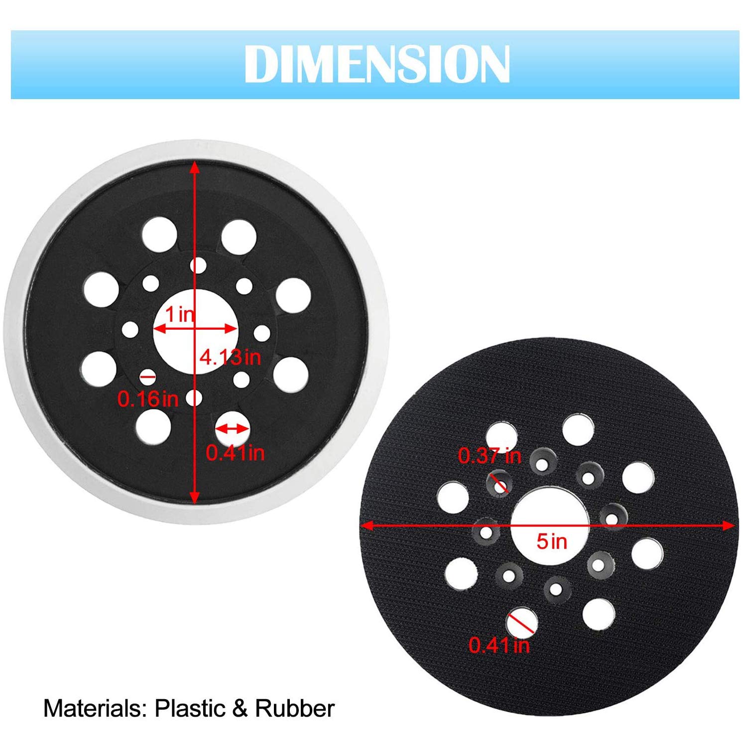 5" Hook and Loop Replacement Pad Compatible with Bosch ROS20VS, ROS20VSC, ROS20VSK, ROS20, ROS10