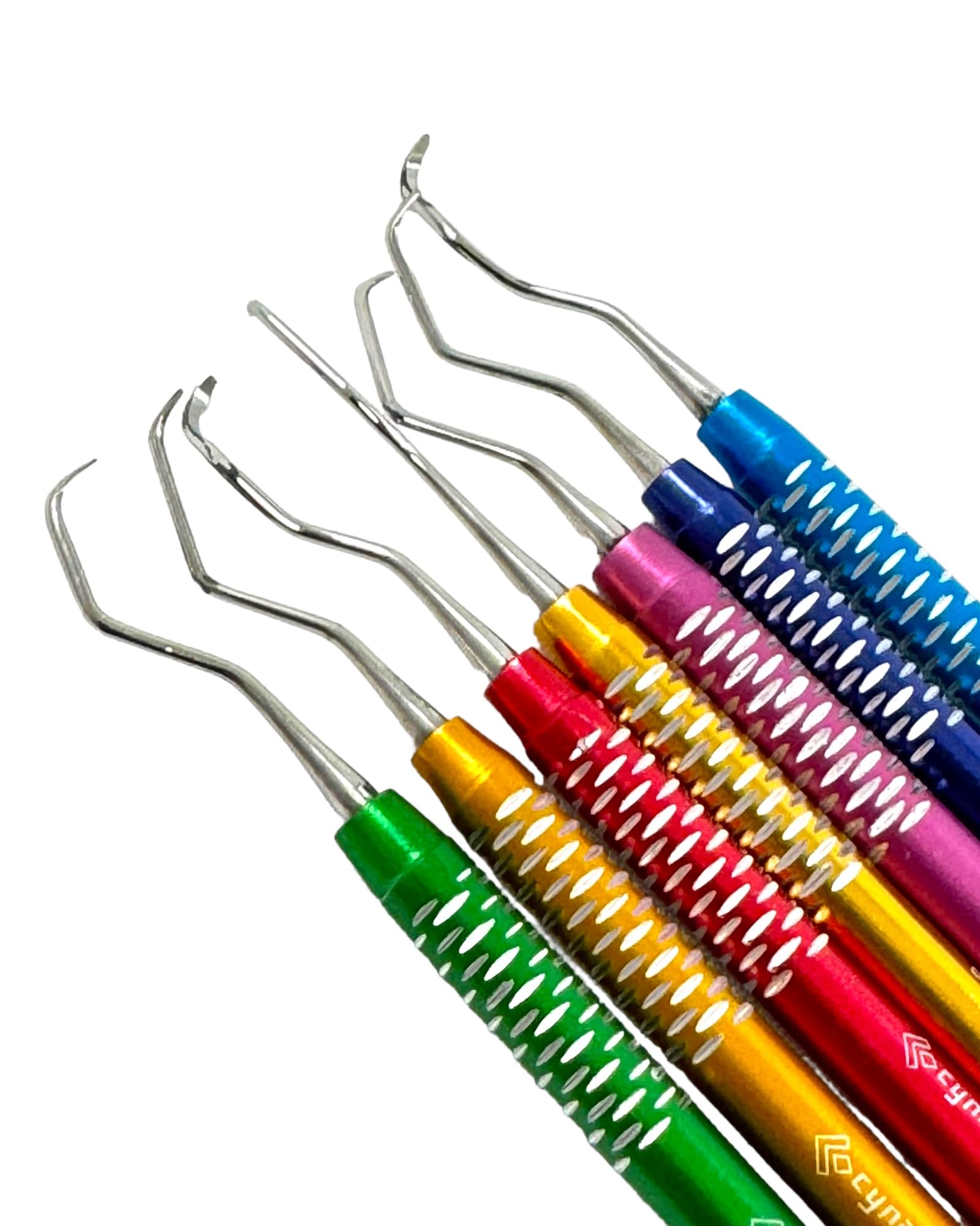 7PC HIGH Grade Gracey Curette Scaler Multicolor PERIODONTAL Dental Instruments (CYNAMED)
