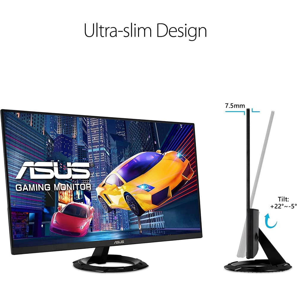 ASUS VZ279HEG1R 27 inch Gaming Monitor Full HD (1920x1080) IPS 75Hz with FreeSync Bundle with Deco Gear HDMI Cable 2 Pack + Gamer Surface Mousepad + Screen Cloth