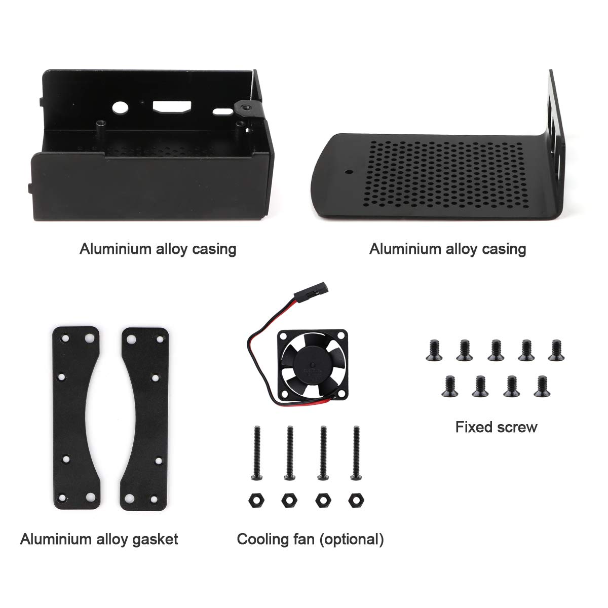 MakerFocus Raspberry Pi Case with Fan, Raspberry Pi 3B+ Aluminum Alloy Case with Heatsink and Screw Driver for RPi 3B+, RPi 3/2, RPi B