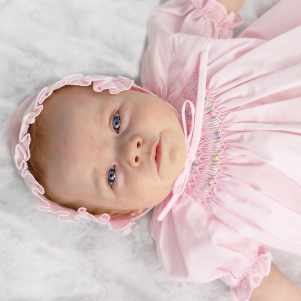 Petit Ami Baby Girls' Daydress with Embroidered Hem, 9 Months, White