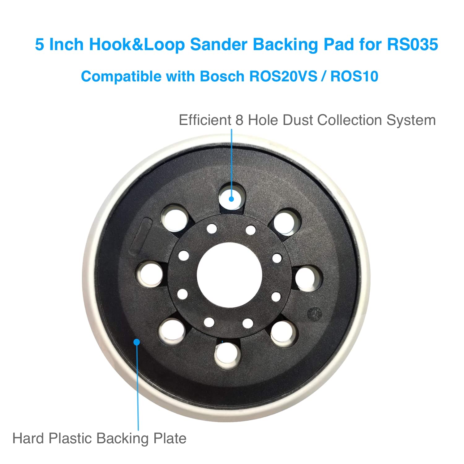 5β RS035 Sanding Pad Replacement,Compatible with Bosch Orbital Sander ROS20VS, ROS20VSC, ROS20VSK, ROS20, ROS10,Hook & Loop Sanding Backing Pad,Pack of 2