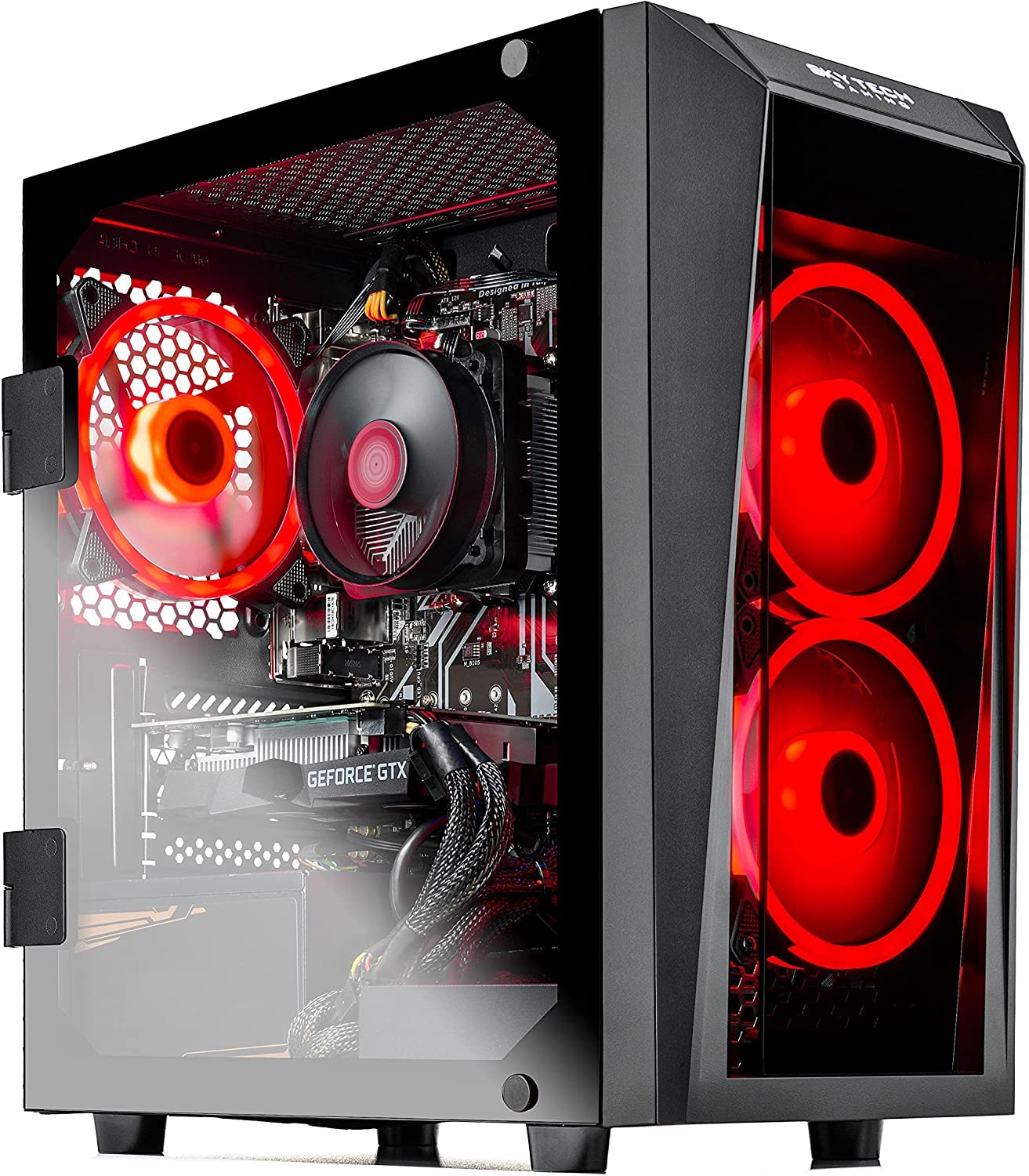 SkyTech Blaze II Gaming Computer PC Desktop – Ryzen 5 2600 6-Core 3.4 GHz, NVIDIA GeForce GTX 1660 6G, 500G SSD, 8GB DDR4, RGB, AC WiFi, Windows 10 Home 64-bit