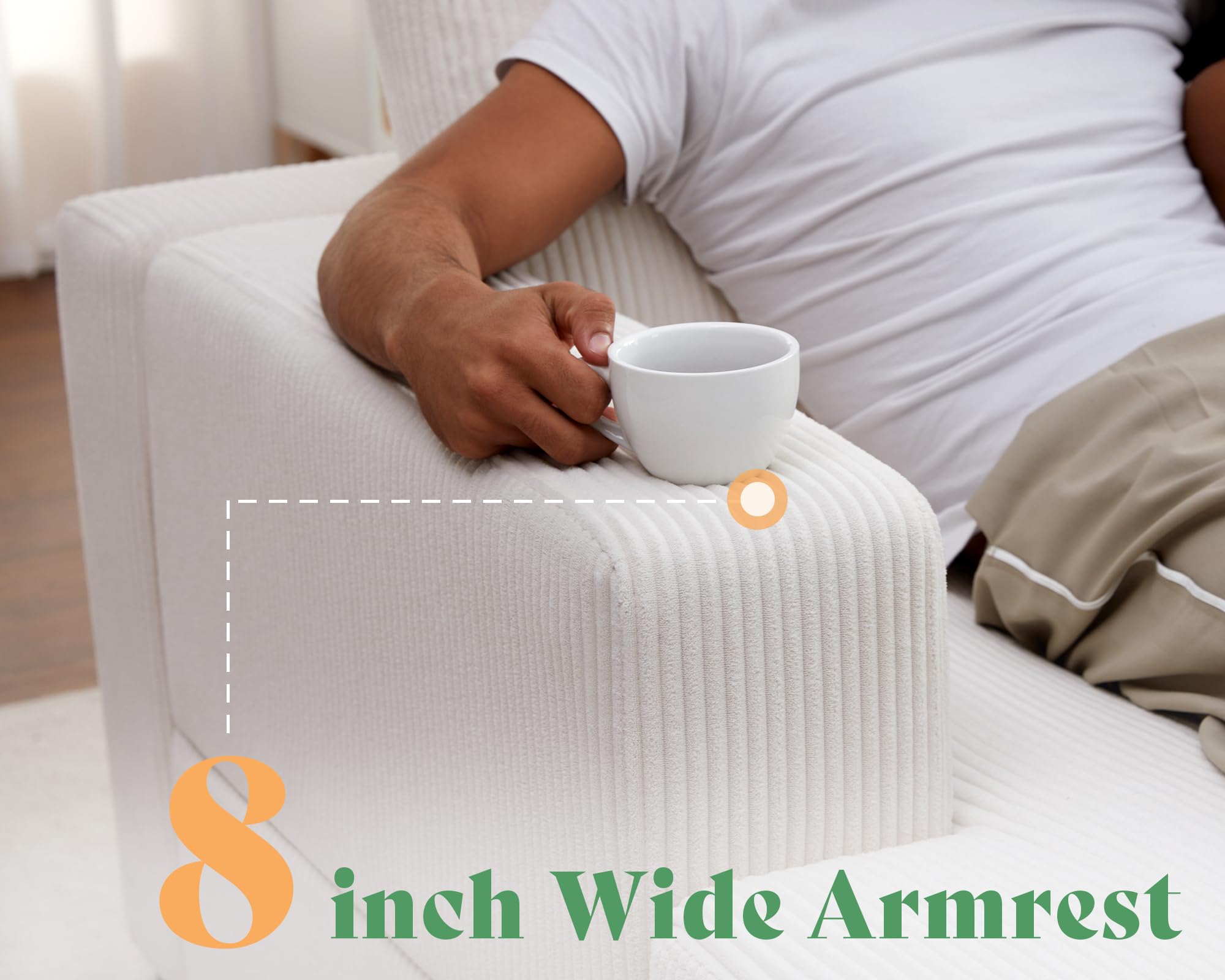AMERLIFE 162Inch Oversized Sectional Sofa, U Shape Couch with Corner Seat, Corner Sofa with Right Facing Oversized Double Chaise, Large Sofa for Living Room, White Corduroy