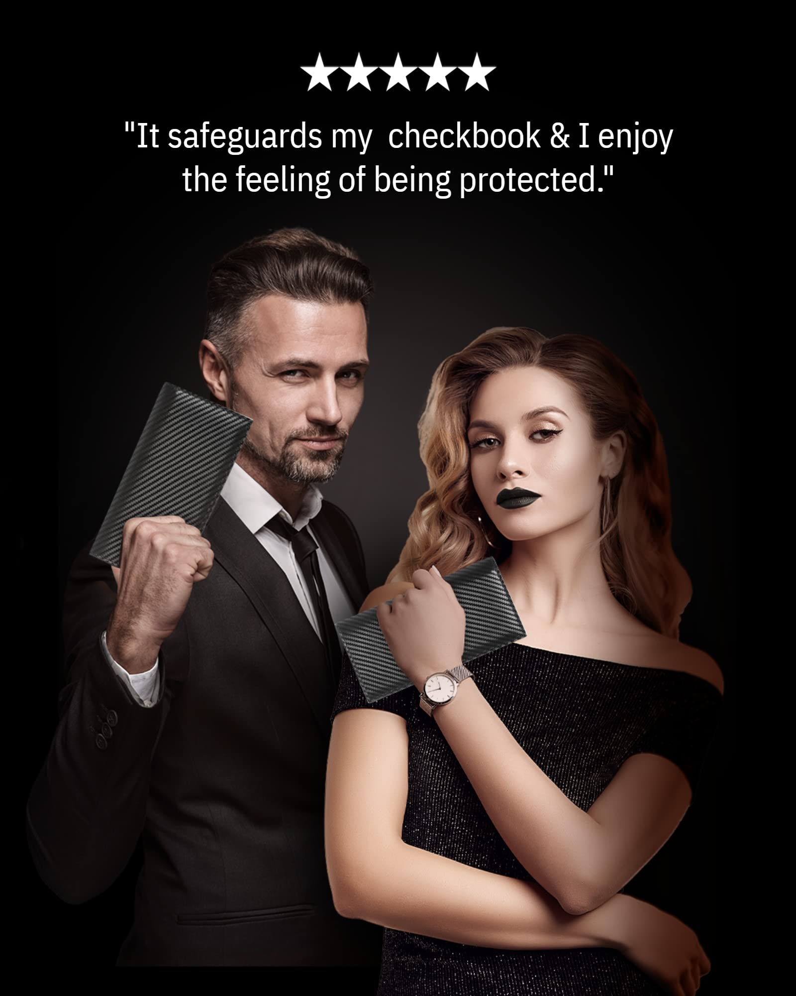 Access Denied Genuine Leather Checkbook Cover For Women & Men - Checkbook Holder For Duplicate Checks Card Wallet RFID