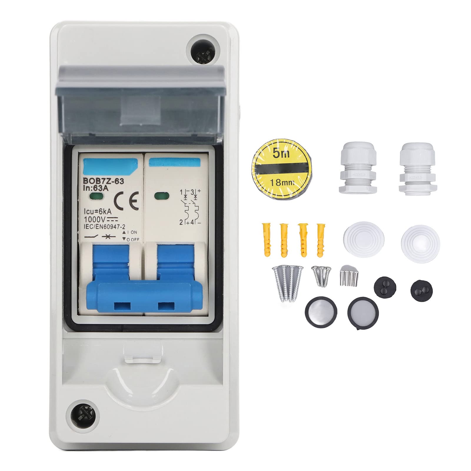 63A 1000V DC Disconnect Switch,PV DC Miniature Circuit Breaker with IP65 Waterproof Distribution Box,Solar Disconnect Switch for Solar Panels