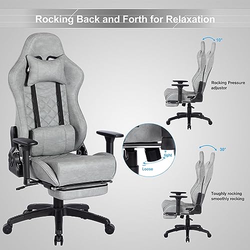 Blue Whale Massage Gaming Chair for Adults and 350LBS Reinforced Base,Thickened Seat Cushion, Adjustable Armrest, Big and Tall Ergonomic Office Computer Chair