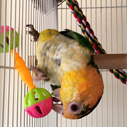 Youngy 2 Pieces Bird Parrot Toy Rattle Birds Fun Exercise Plastic Double-Headed Bell Pet Toys