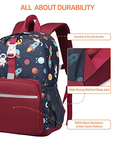Bagseri Preschool Backpack, Kids Backpacks for Boys, Toddler School Backpack with Chest Strap BPA Free, 15 Inch (Astronaut, Dark Blue)