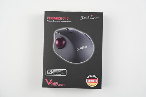 Perixx11568 Perimice-717 Wireless Trackball Mouse, Build-in 1.34 Inch Trackball with Pointing Feature, 5 Programmable Buttons, 2 DPI Level, Black