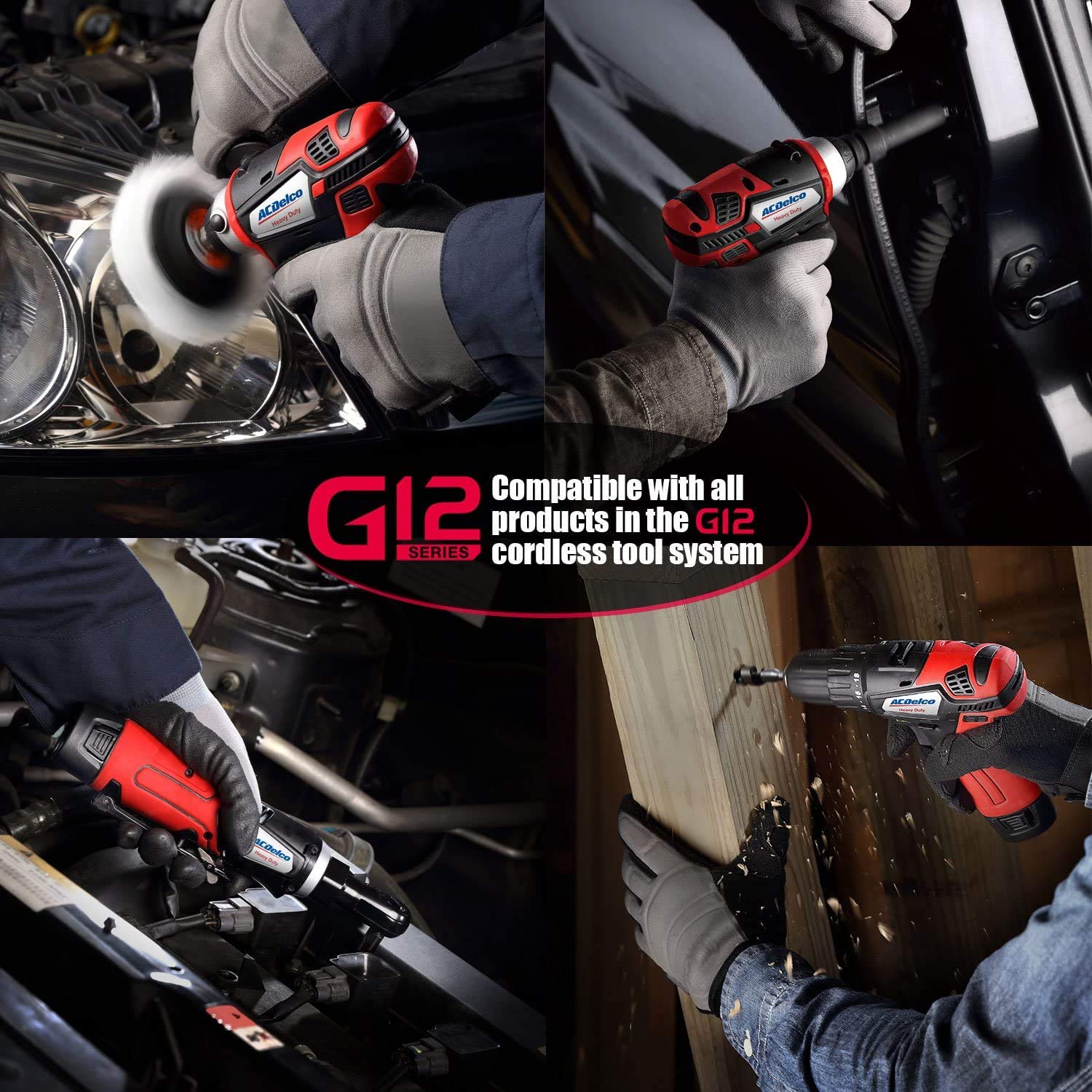 ACDelco G12 Series 12V Cordless 3" Mini Polisher Tool Set with 2 Li-ion Batteries, Charger, and Accessory Kit, ARS1212 (Polisher+Drill Driver)