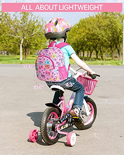 Bagseri Toddler Backpack for Girls, Lightweight Kids Backpack Daycare Bag Preschool Backpack for Girls, 12 Inch (Cat Pink)