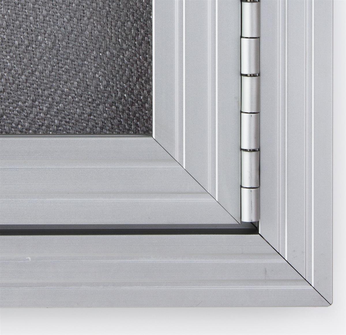 72 x 36 Inch Fabric Tack Board, 3 Locking Swing-Open Doors, 6 x 3 Foot Enclosed Bulletin Board for Wall Mount, Hardware Included - Silver Aluminum Frame with Light Gray Fabric